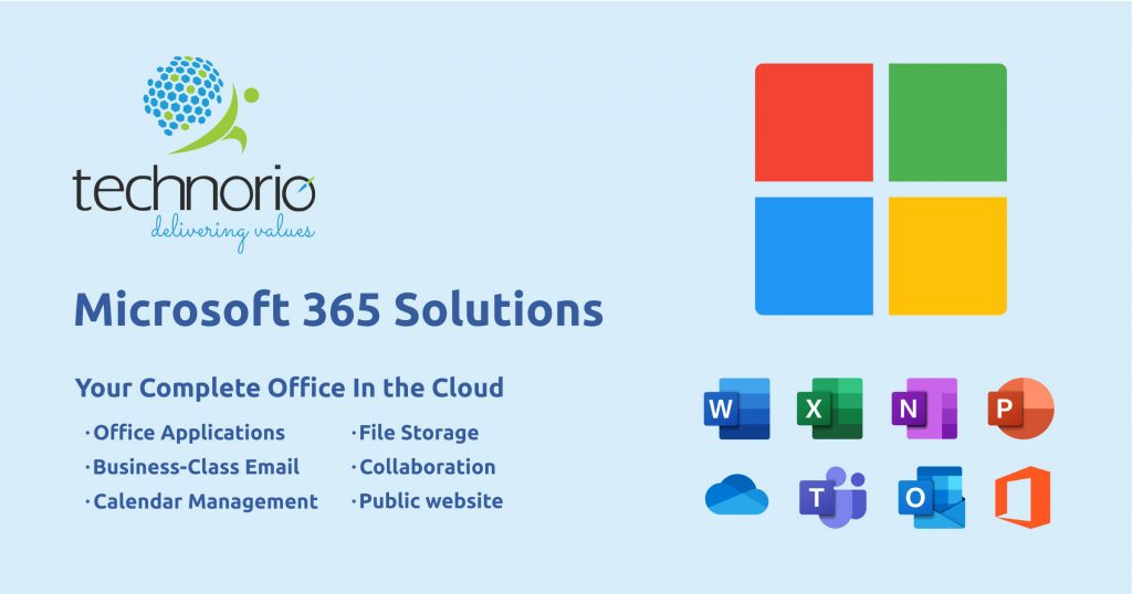 Microsoft 365 Solutions | Solutions We Provide | Technorio Inc.